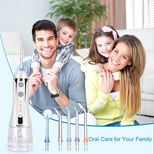 H2ofloss Cordless Water Dental Flosser, Portable Oral Irrigator for Teeth, Braces, Rechargeable & IPX7 Waterproof Teeth Cleaner for Home Travel