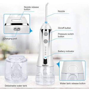 H2ofloss Cordless Water Dental Flosser, Portable Oral Irrigator for Teeth, Braces, Rechargeable & IPX7 Waterproof Teeth Cleaner for Home Travel