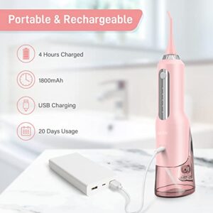 Sejoy Cordless Water Flosser, Water Dental Flosser Water Flossers for Teeth Portable Oral Irrigator Rechargeable for Home Travel Office, 270ML IPX7 Waterproof 5 Cleaning Modes and 5 Jet Tips