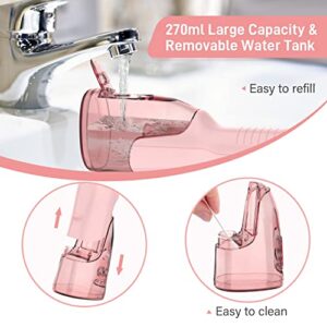 Sejoy Cordless Water Flosser, Water Dental Flosser Water Flossers for Teeth Portable Oral Irrigator Rechargeable for Home Travel Office, 270ML IPX7 Waterproof 5 Cleaning Modes and 5 Jet Tips