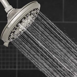 Waterpik 6-Mode RainFall+ Rain Shower Head with PowerPulse Massage, Brushed Nickel ,XED-639E