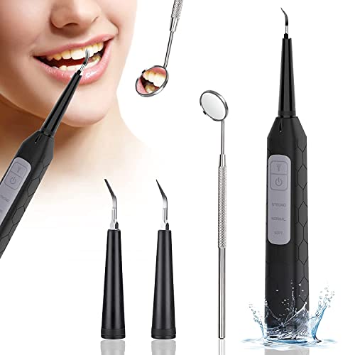 Professional Plaque Removal Tool, Teeth Cleaning Kit with Mouth Mirror, Electric Cleaner Tool, Waterproof Teeth Cleaning Kit with 3 Modes USB, Rechargeable Teeth Cleaner for Adults(Gray)