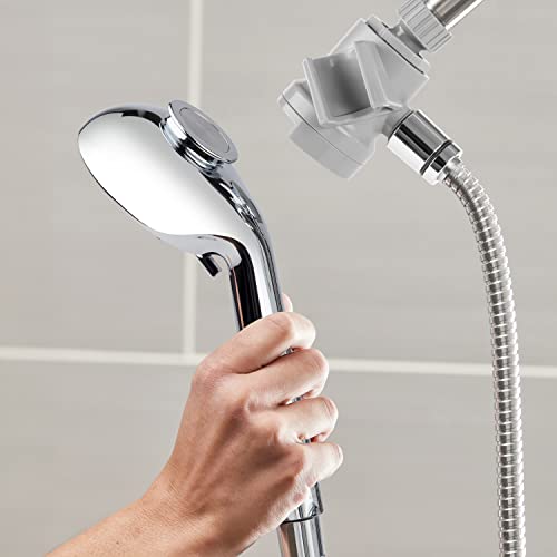 Waterpik Magnetic Dual Dock Adjustable Height Hand Held Shower Head With 5-Foot Metal Hose and PowerPulse Shower Massage, Chrome QMK-753ME