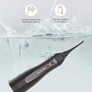 Water Flosser, Cordless Portable Electric Water Flosser for Teeth , 3 Modes and 2 Jet Tips , IPX7 Waterproof, Rechargeable Water Flosser Pick , No Adapter for 21-Days Use , Water Floss (Black)