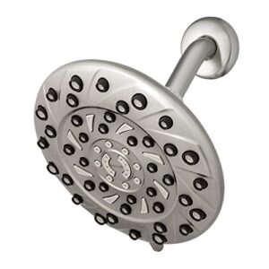 waterpik 6-mode rainfall+ rain shower head with powerpulse massage, brushed nickel, xem-639e