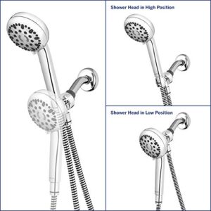 Waterpik 7-Mode Adjustable High Low Mount Hand Held Shower Head with PowerPulse Therapeutic Massage, Chrome, XML-763E