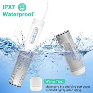 Cordless Water Flosser for Teeth, Portable Water Flosser, 4 Modes Dental Oral Irrigator, Rechargeable & IPX7 Waterproof Water Teeth Cleaner Picks with Travel Case, 5 Jet Tips