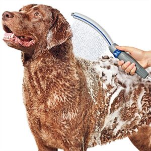 waterpik ppr-252 pet wand pro shower sprayer attachment, 2.5 gpm, for fast and easy at home dog cleaning, blue/grey