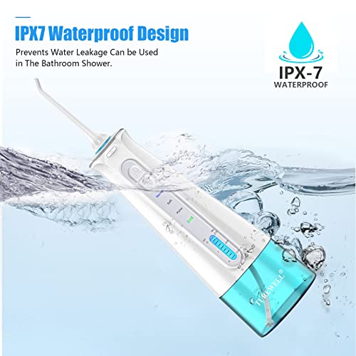 TUREWELL Water Flosser for Teeth, Portable Oral Irrigator with 3 Modes 6 Jets, IPX7 Waterproof USB Rechargeable Water Teeth Cleaner, waterpick for Travel&Home