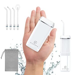 water flosser [mini cordless portable] oral irrigator water teeth cleaner pick, telescopic water tank, 3 modes & ipx7 waterproof, home & travel water flossers for teeth, braces bridges care.