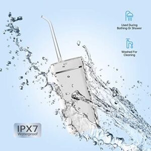 Water Flosser [Mini Cordless Portable] Oral Irrigator Water Teeth Cleaner Pick, Telescopic Water Tank, 3 Modes & IPX7 Waterproof, Home & Travel Water Flossers for Teeth, Braces Bridges Care.