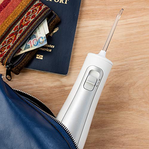 Waterpik Water Flosser Cordless Dental Oral Irrigator for Teeth with Portable Travel Bag and 3 Jet Tips, Cordless Freedom ADA Accepted, WF-03, White