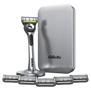 gillettelabs with exfoliating bar men’s razor & travel case + 6 ct blade refills