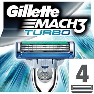 gillette mach3 turbo pack of 4 spare blades