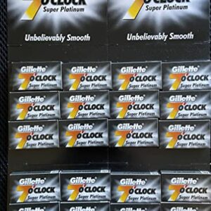 100 7 O'clock Super Platinum Double Edge Safety Razor Blades (20x5) - AKA 7'Oclock Black - Premium Blades on Display Card