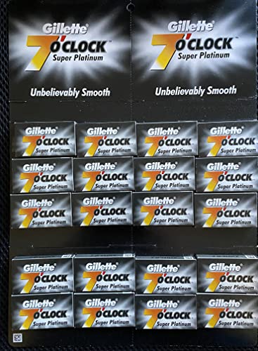 100 7 O'clock Super Platinum Double Edge Safety Razor Blades (20x5) - AKA 7'Oclock Black - Premium Blades on Display Card