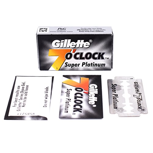 100 7 O'clock Super Platinum Double Edge Safety Razor Blades (20x5) - AKA 7'Oclock Black - Premium Blades on Display Card