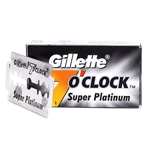 100 7 O'clock Super Platinum Double Edge Safety Razor Blades (20x5) - AKA 7'Oclock Black - Premium Blades on Display Card