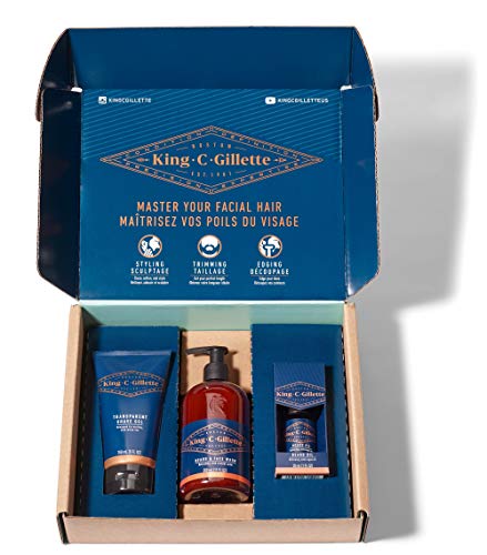 King C. Gillette Men's Beard Care Gift Kit, Beard and Face Wash for Men, Beard Oil, Shave Gel