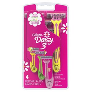 gillette daisy 3 women’s disposable razors,4 count (pack of 1)