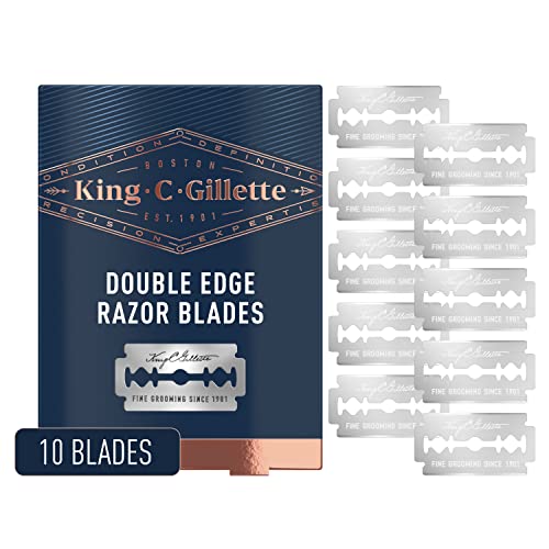 King C. Gillette Double Edge Safety Razor Blades 10 count, Stainless Steel Platinum Coated Blades