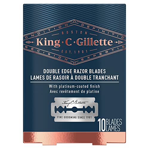 King C. Gillette Double Edge Safety Razor Blades 10 count, Stainless Steel Platinum Coated Blades