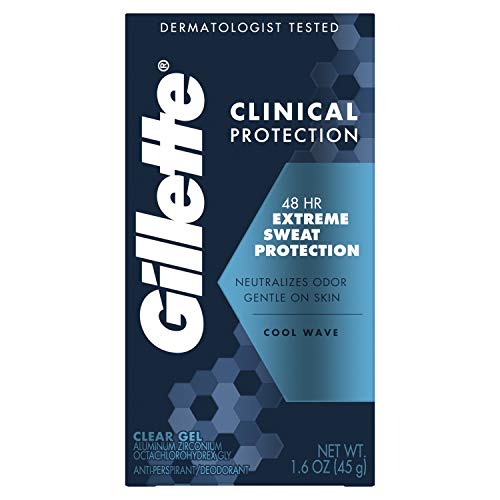 Gillette Clinical Strength Antiperspirant Deodorant for Men, Cool Wave Scent, Clear Gel, 1.6 Ounce