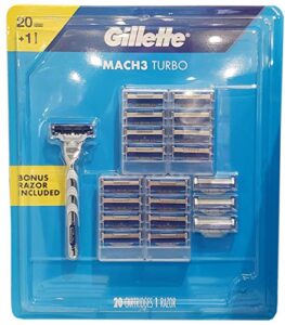 gillette gillette mach3 turbo cartridges 20 & 1 bonus razor included in 1 pack (netcount 1 pack),