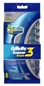 sensor 3 men’s simple disposable razor 8 count (2 pack)