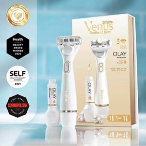 Gillette Venus Radiant Skin Pearl Powder Olay razor moisturizer refills, 4ct, White