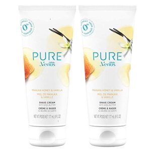 pure by gillette venus shaving cream manuka honey and vanilla, 6oz (pack of 2)