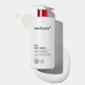 Medicube Red Body Wash || Exfoliate rough and bumpy skin with Salicylic Acid, Lactic Acid, Niacinamide and Hyaluronic Acid | A functional body wash that helps relieve body acne and keratosis pilaris(chicken skin) | NO allergen-forming ingredients | Low pH