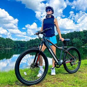 HILAND Rockshark 27.5 Inch Electric Bike for Adults,Mens Electric Mountain Bike with 350W Motor,Removable Fully Build-in 10.4Ah Battery,Shimano 7 Speed Gears Urban Electric Bicycles