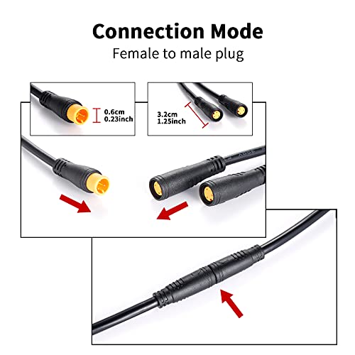 baluoqi Electric Bike 1T2 Cable for BAFANG BBS Mid Motor Y-Splitter Extending Wire with 3 Pin Connector Works with Shift Sensor and Brakes