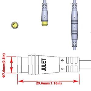 BEISGUANGS Julet 3Pin Male Waterproof Cable Electric Bike Extension Cable Connector for Ebike Light Throttle Ebrake Display