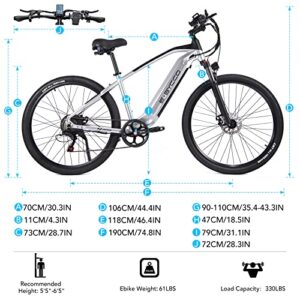 Electric Bike for Adults, EBycco 750w Electric Bike 29'',30MPH Electric Mountain Bike with 48V16Ah Removable Battery, Shimano 7 Speed, 3.5'' LCD Display, Suspension Fork, Rear Rack, Fenders, Lights