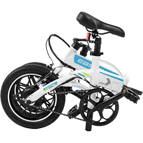 Swagtron Swagcycle EB-5 PLUS Folding Electric Bike with Pedals and Removable Battery, White, 14" Wheels