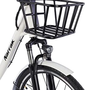 NARRAK 36V 350W 10Ah 26" Step-Thru Electric Bicycle City E-Bike Mountain Bikes Up to 30 Miles Removable Battery, Shimano 7-Speed and Dual Shock Absorber Commuter Bike for Adults (White)