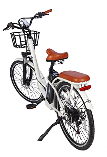 NARRAK 36V 350W 10Ah 26" Step-Thru Electric Bicycle City E-Bike Mountain Bikes Up to 30 Miles Removable Battery, Shimano 7-Speed and Dual Shock Absorber Commuter Bike for Adults (White)