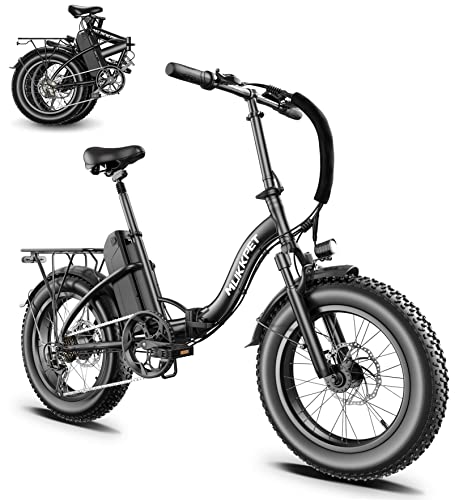 Mukkpet Electric Bike for Adults,ebike,Folding e Bike,Fat tire ebike 500W 48V 13AH Removable Lithium Battery 20 * 4.0'' Fat Tire City ebike for Adult Folding Ebike for Men Women (Black-GL)