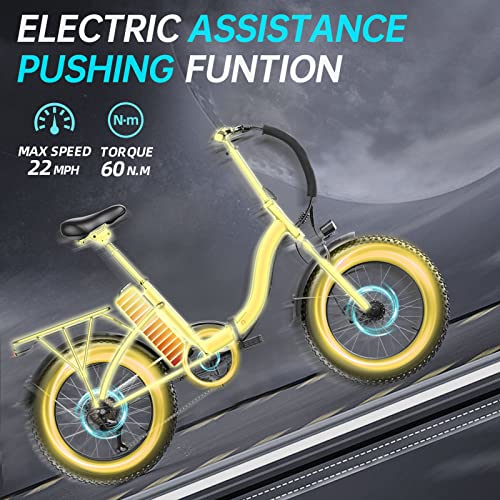 Mukkpet Electric Bike for Adults,ebike,Folding e Bike,Fat tire ebike 500W 48V 13AH Removable Lithium Battery 20 * 4.0'' Fat Tire City ebike for Adult Folding Ebike for Men Women (Black-GL)