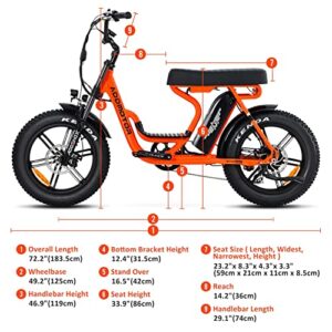 ADDMOTOR Motan Ebike Moped-Style 20'' Fat Tire Electric Bike, 105 MI, 750W Motor, 48V/20Ah Battery UL Certified, M-66 R7 Step Thru Snow Mountain Electric Bicycle with Long Banana Seat