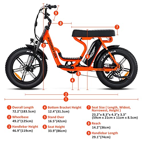 ADDMOTOR Motan Ebike Moped-Style 20'' Fat Tire Electric Bike, 105 MI, 750W Motor, 48V/20Ah Battery UL Certified, M-66 R7 Step Thru Snow Mountain Electric Bicycle with Long Banana Seat