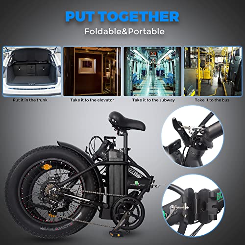 ECOTRIC Electric Bike 500W Folding Ebike 20" Fat Tire Foldable Electric Bicycle 48V 12.5AH Lithium Removable Battery Beach Snow Mountain E-Bike Commute Ebike for Adults Shimano 7-Speed