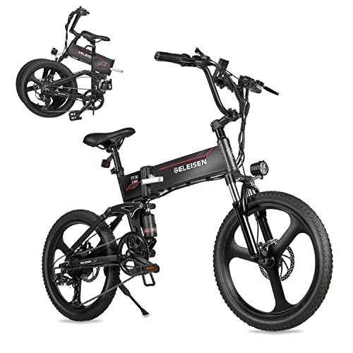 Electric Bike for Adults, GELEISEN 350W Adult Electric Bicycles Ebike, 20" Folding Electric Bike TT-S6, 36V/10AH Removable Battery, Quick-Release Wheel and Full-Suspension, Gift for Women Men