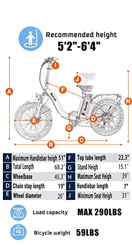 Narrak 48V 500W 13 Ah 20" x4.0 Folding Fat Tire Step Over/Step-Thru Electric Bicycle Mountain Removable Battery E-Bike Foldable Snow Electric Bike (Step-Thru Black)