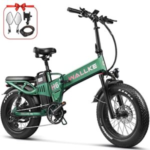 wallke h6 electric bike adults folding fat tire 35ah dual battery ebike 750w 32mph long range 20″ electric bicycle shimano 8 speed full suspension