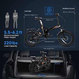 SAMEBIKE Electric Bike for Adults, 20" Foldable Ebike 48V 750W Motor up to 30Mph, Foldable Electric Bike with 48V 18Ah Battery, Shimano 7-Speed, Dual Suspension, Ebike for Women and Men as Gift