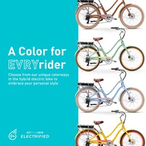 sixthreezero EVRYjourney Women's Electric Bicycle, 7-Speed Step-Through Touring Hybrid eBike, 500 Watt Motor, 26" Wheels, Teal