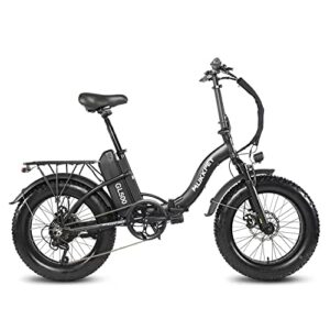 mukkpet gm/gl series ebike, folding electric bike 500w brushless motor 48v 13ah removable battery 20” 4.0”all terrain fat tire full shock absorption electric bike for adults